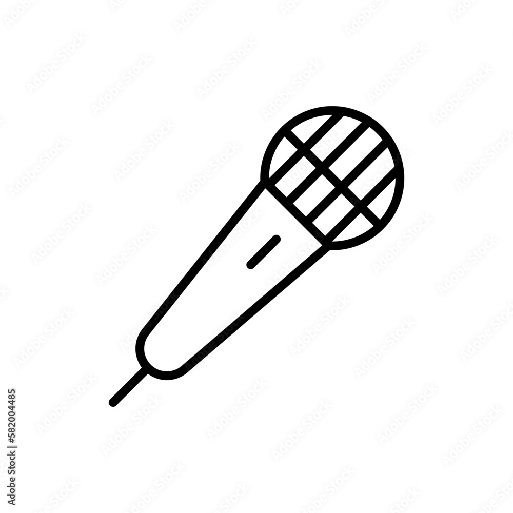 Vetor De Microphone Simple Outline Mic Icon In Black Isolated Symbol On White Record Sound