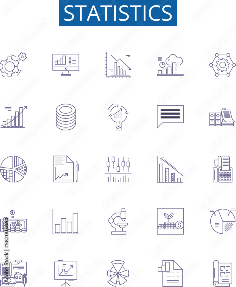 Statistics line icons signs set. Design collection of Statistics, data ... Statistics line icons signs set. Design collection of Statistics, data ...