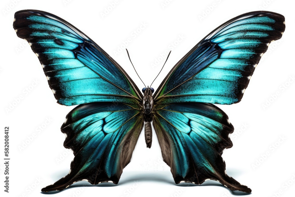 Beautiful blue to green turqouise butterfly the Sea Green Swallowtail ...