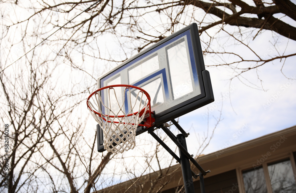 Basketball hoop outdoor showing backboard on the street sport showing ...