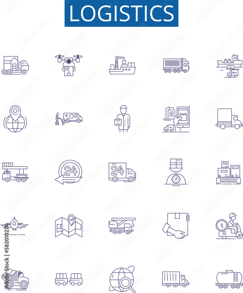 Logistics line icons signs set. Design collection of Distribution ...