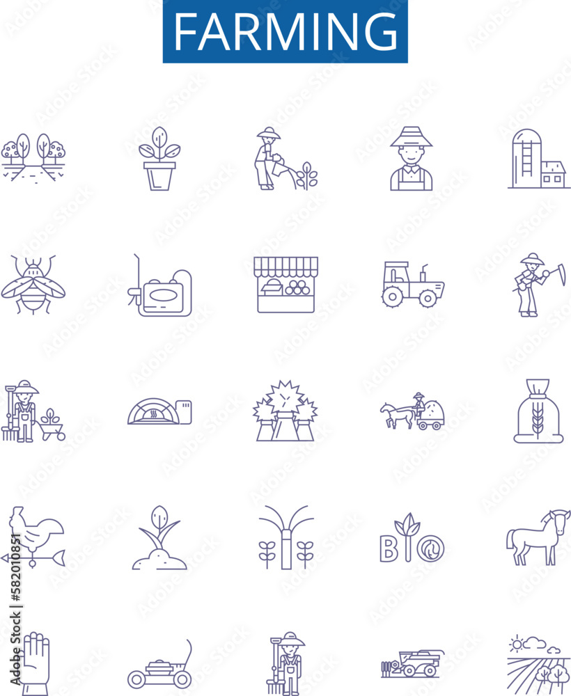 Farming line icons signs set. Design collection of Cropping ...