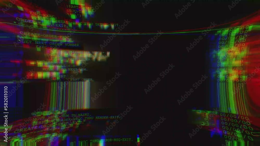 Stockvideo Glitch cubes of separated rgb code on the monitor screen ...
