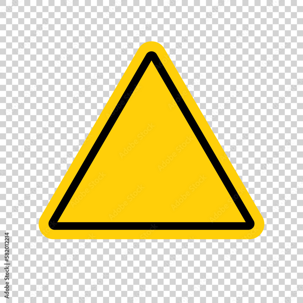 Yellow triangle sign isolated on transparent background. Vector. Stock ...