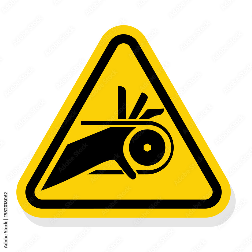 Vetor de ISO Warning Sign: Pinch Point Entanglement Roller Belt Drive ...