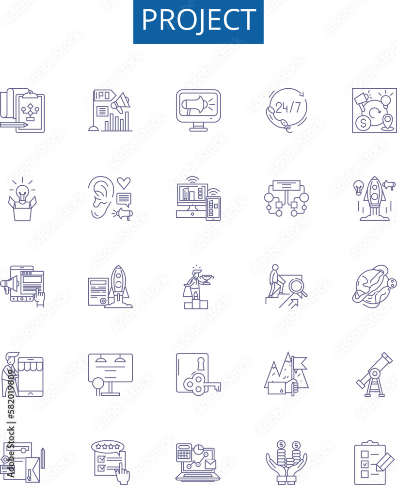 Project line icons signs set. Design collection of Development ...