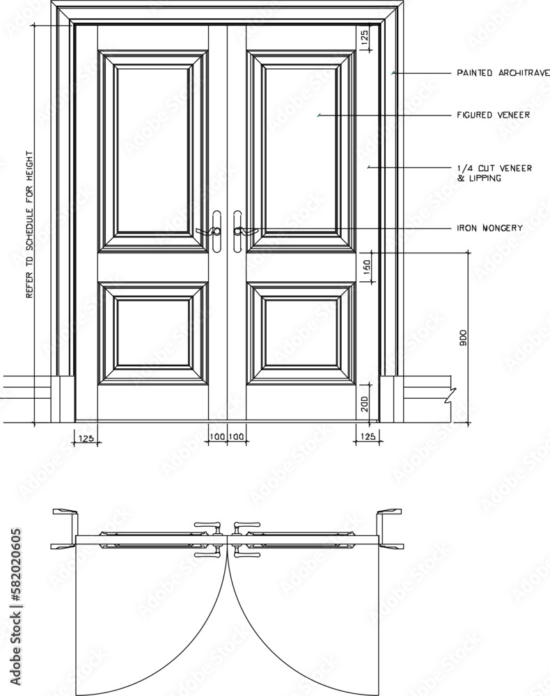 Vector illustration sketch of elegant classic old door for luxury home ...