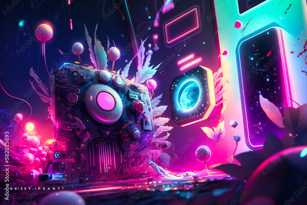 Futuristic circuitry and abstract user interfaces create a cutting-edge ...