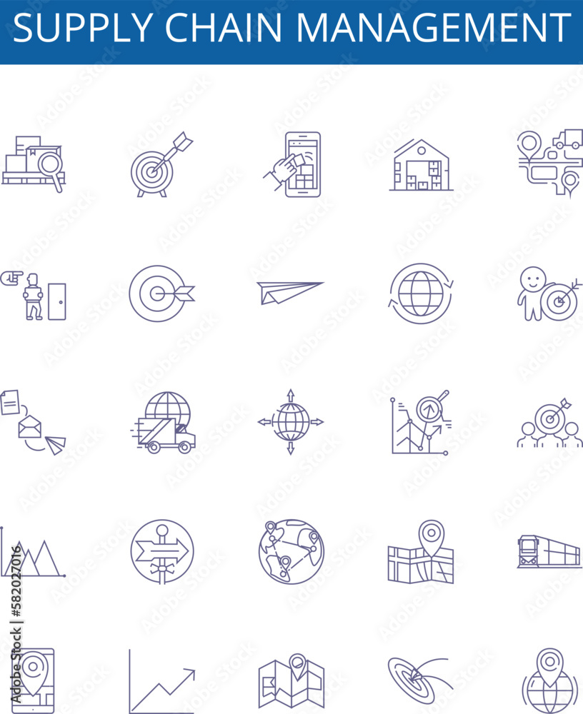 Supply chain management line icons signs set. Design collection of ...