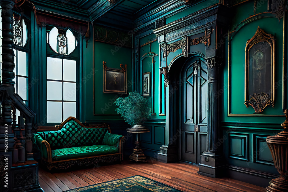 Gothic Scary Exclusive Interior. Dreadful Appalling Unique Room with ...