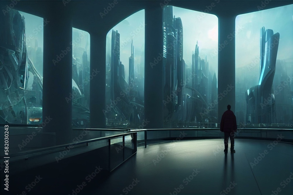 Futuristic sci-fi city in a technological world of the future. Ai ...