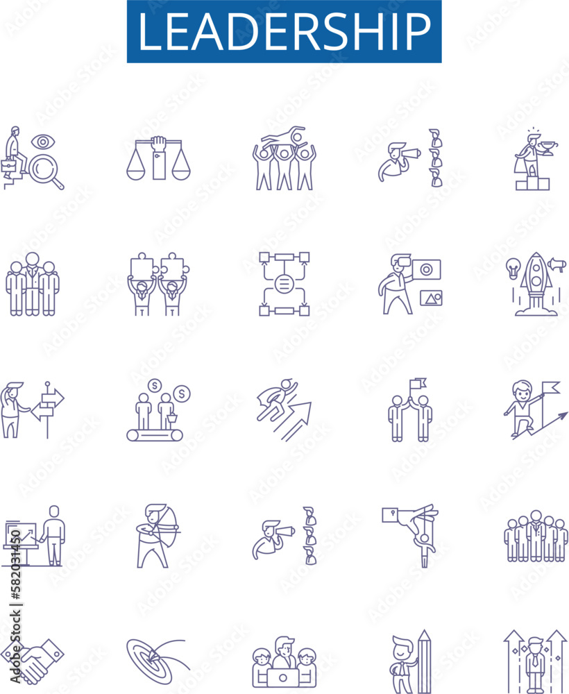 Leadership line icons signs set. Design collection of Leadership ...