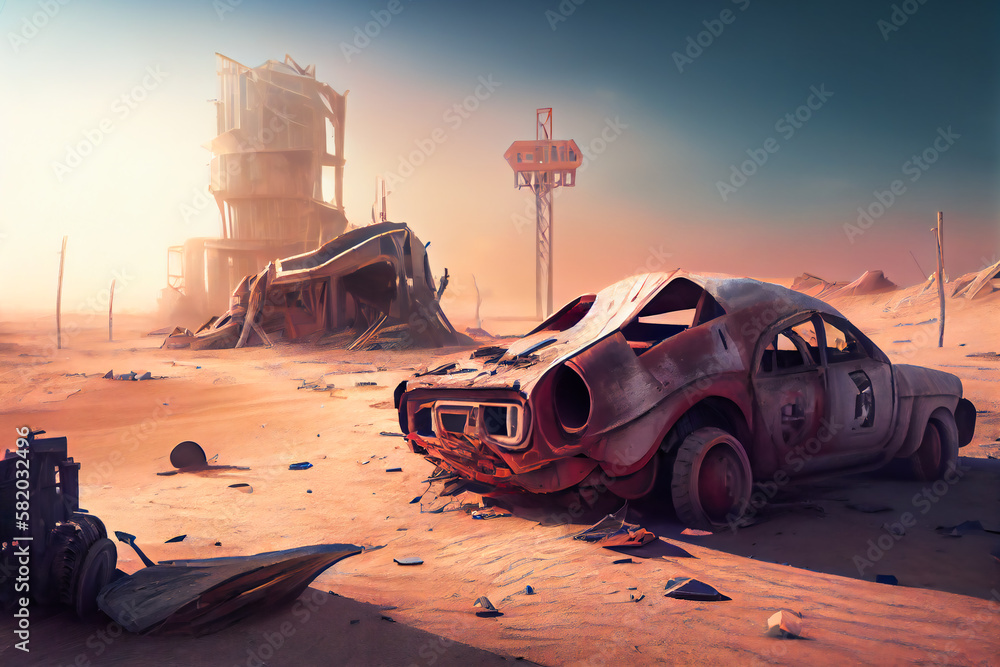 Abandoned Cityscape in the Aftermath of Disaster. A Wasteland of Rubble ...