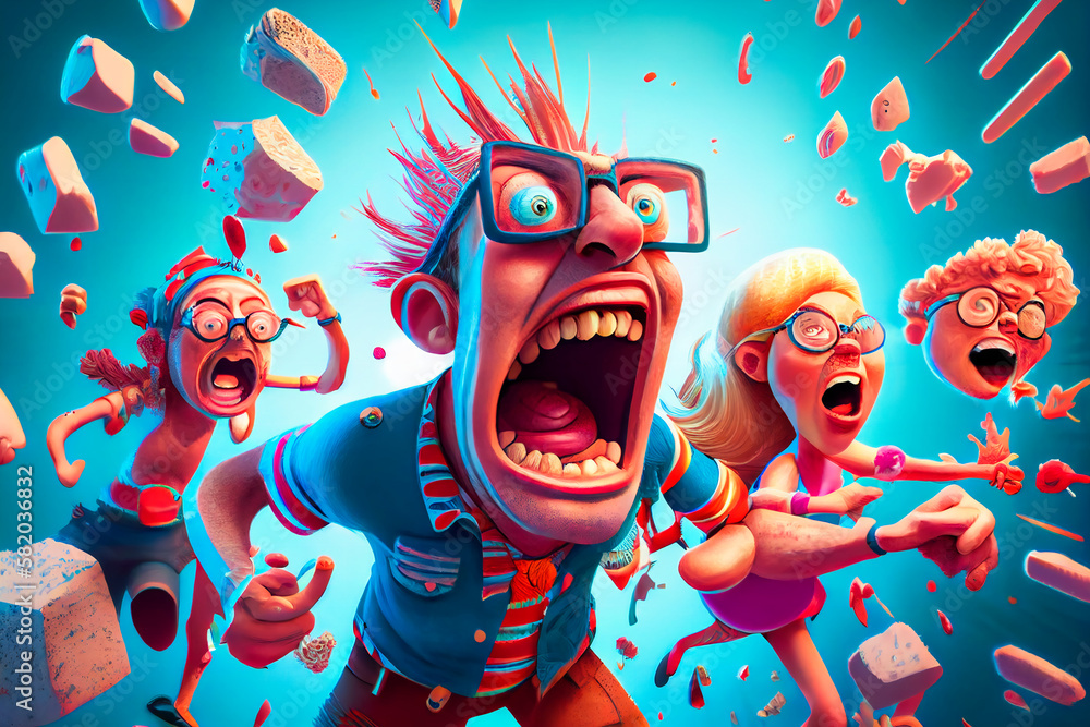 Bedlam of Wacky Individuals. Psychotic Assembly of Wild Humans. Crazy ...