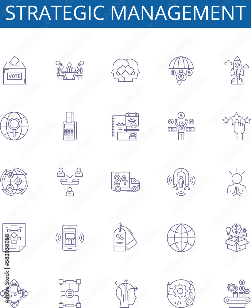 Strategic management line icons signs set. Design collection of ...