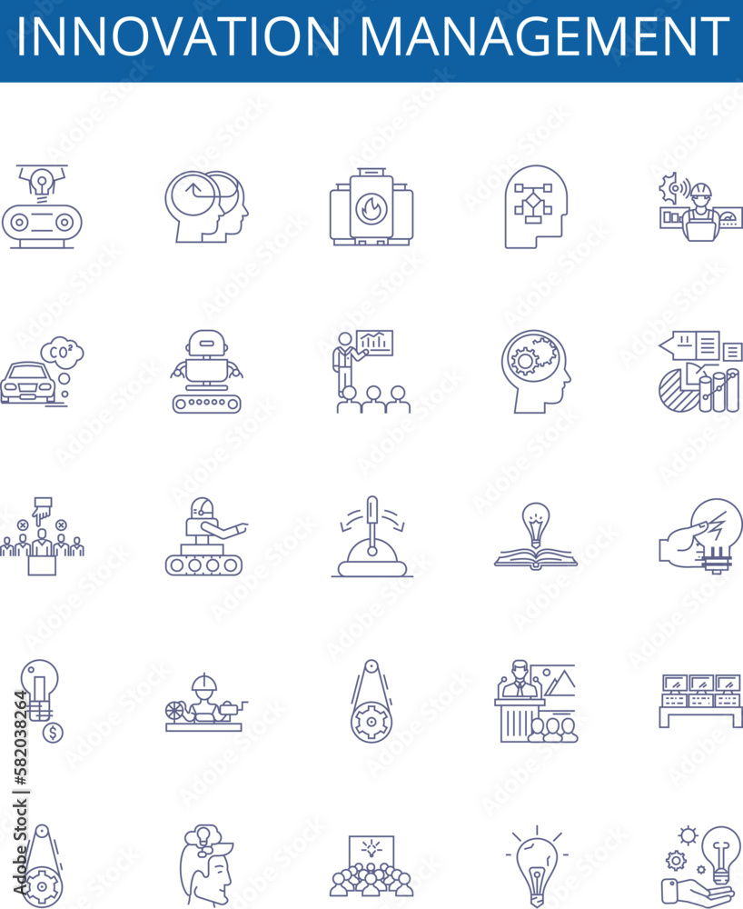 Innovation management line icons signs set. Design collection of ...