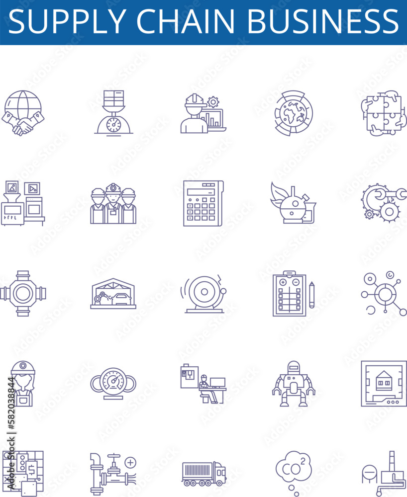 Supply chain business line icons signs set. Design collection of ...