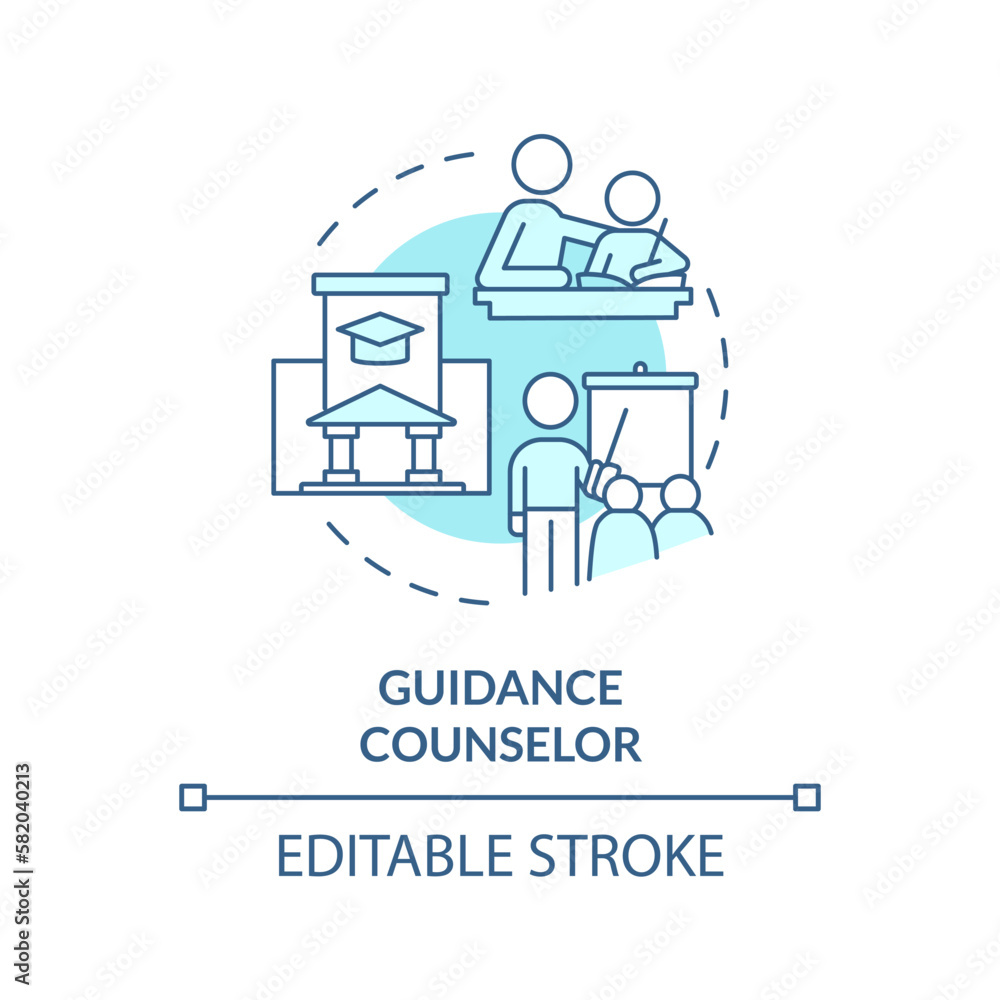Guidance counselor turquoise concept icon. Help for students. Career in ...