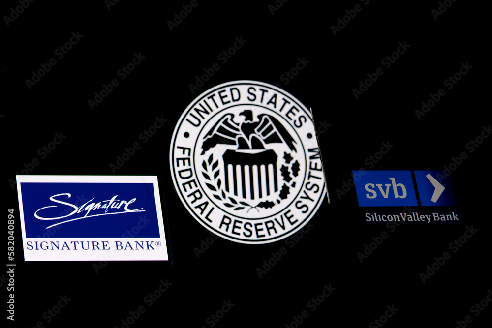 Smartphone with SVB - Silicone Valley Bank, Signature Bank and Federal ...