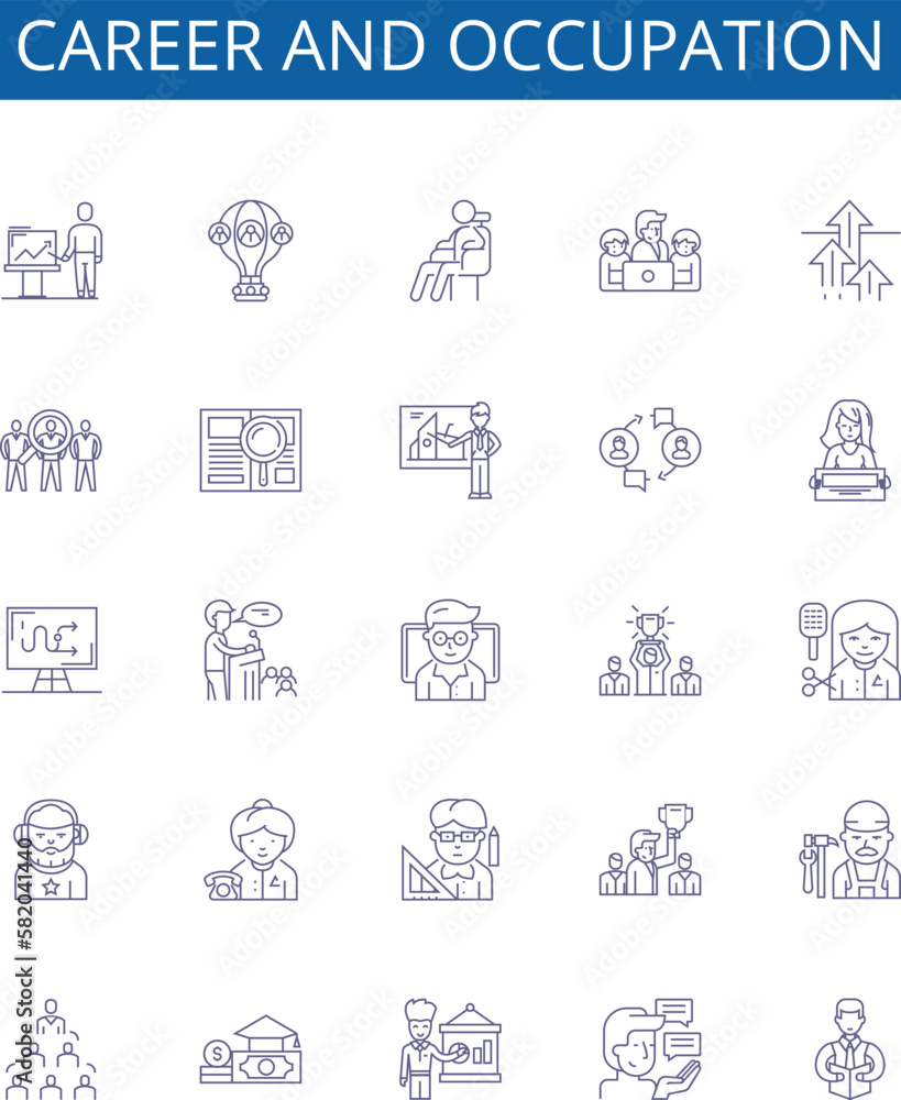 Career and occupation line icons signs set. Design collection of Job ...