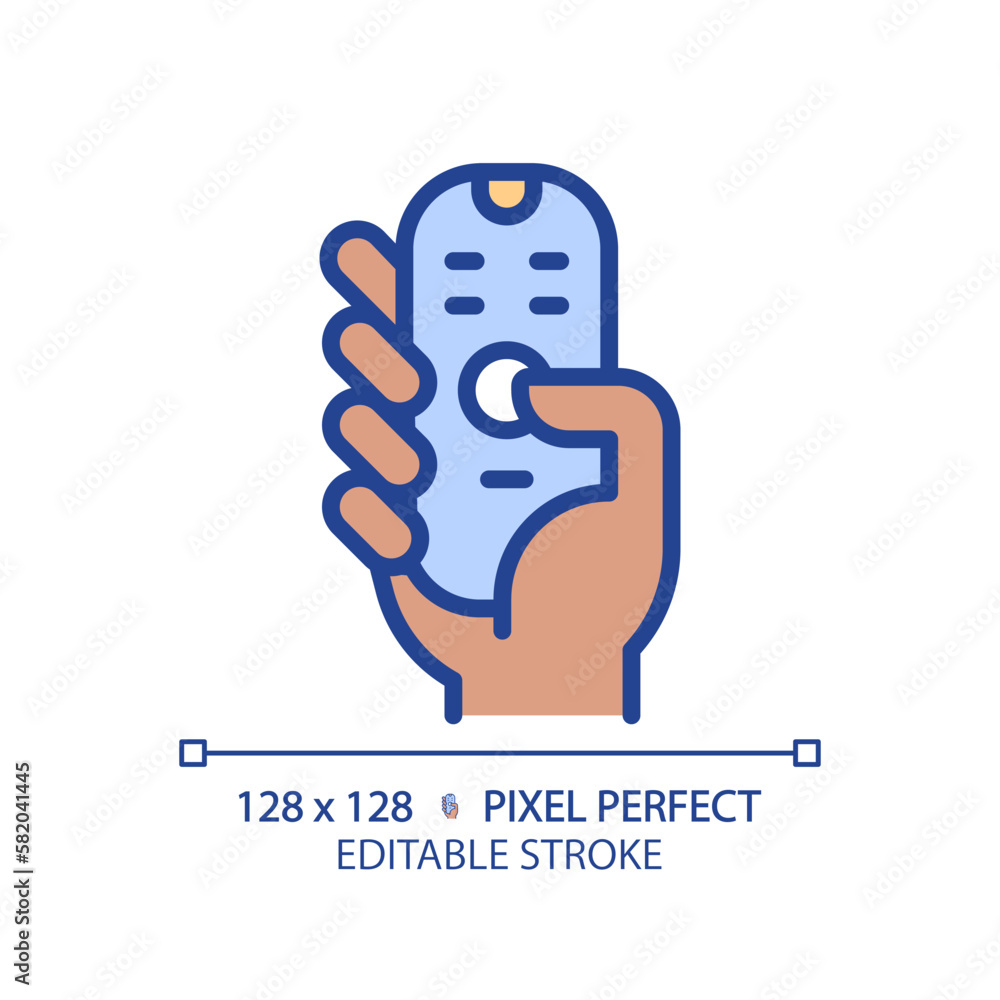 Vecteur Stock Black hand with remote control pixel perfect RGB color ...