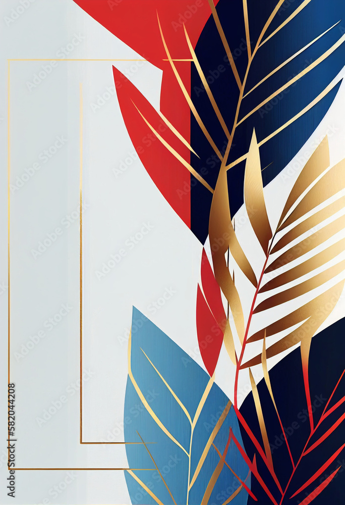 Luxury invitation card background with golden line art tropical palm ...