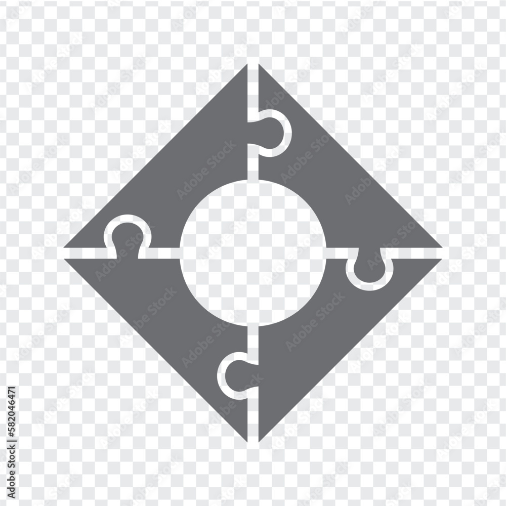 Simple icon square puzzle in gray. Simple icon puzzle of the four ...