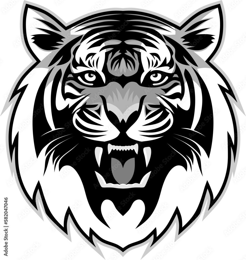 tiger logo - black grey version on transparent background Stock Vector ...