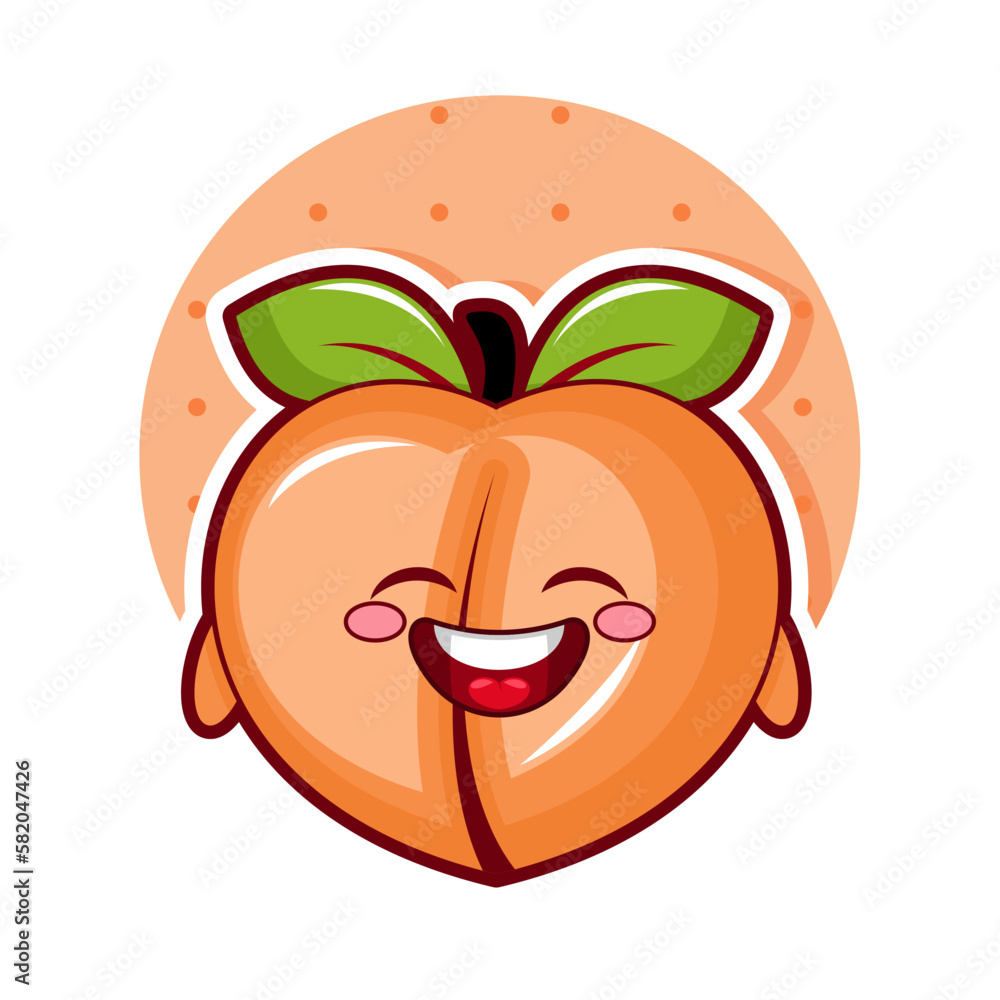 Cartoon illustration of peach fruit with smiley face Stock Vector ...