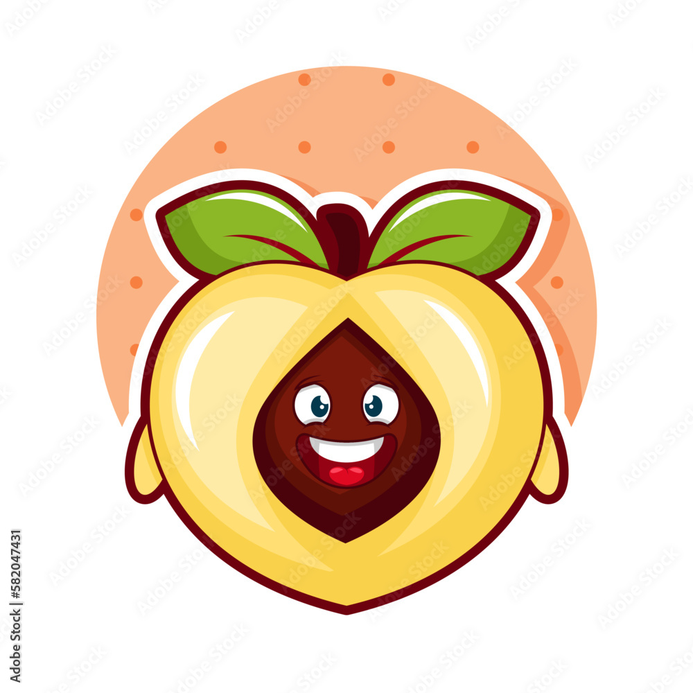 Cartoon illustration of peach fruit with smiley face Stock Vector ...