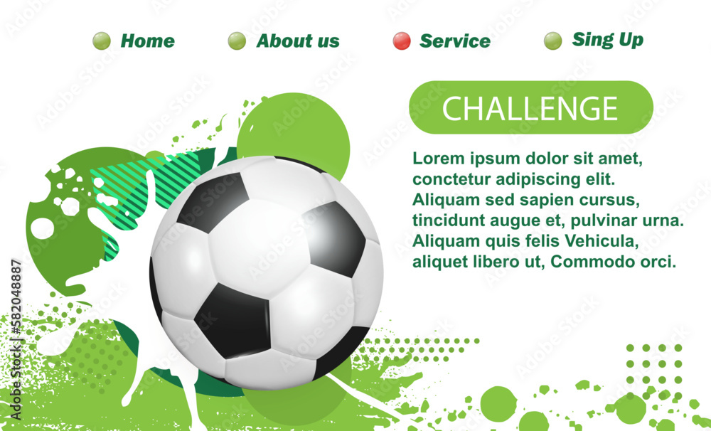 Football flyer, ticket or banner background. Football or soccer ball on ...