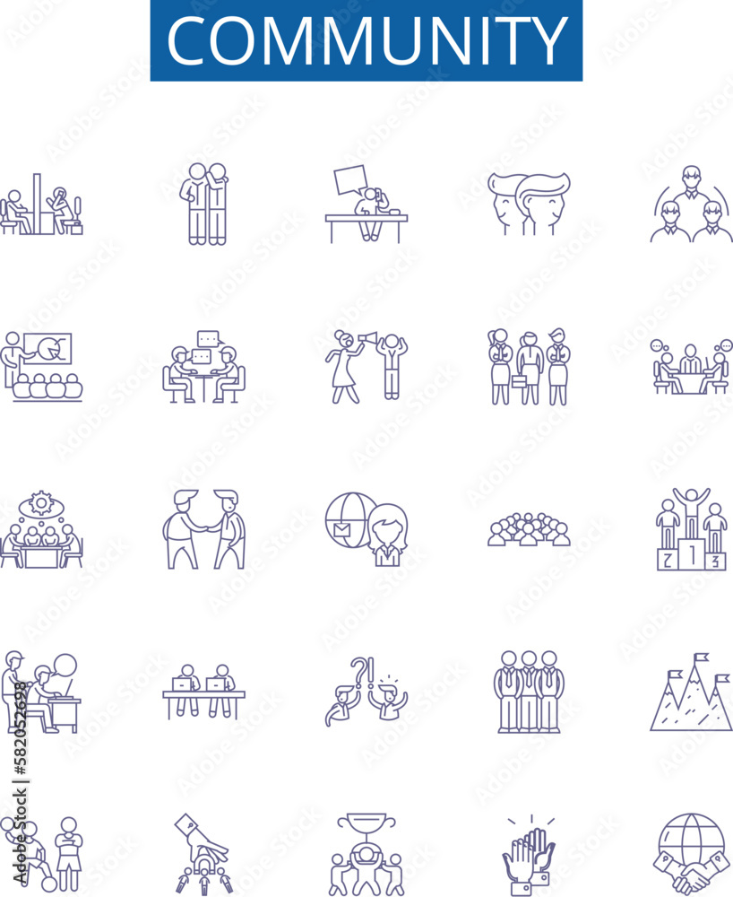 Community line icons signs set. Design collection of Society ...