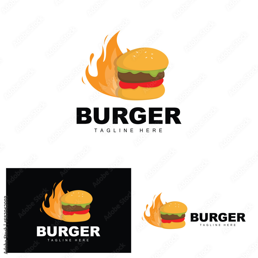 Burger Logo, Bread Vector, Meat And Vegetable, Fast Food Design, Burger ...