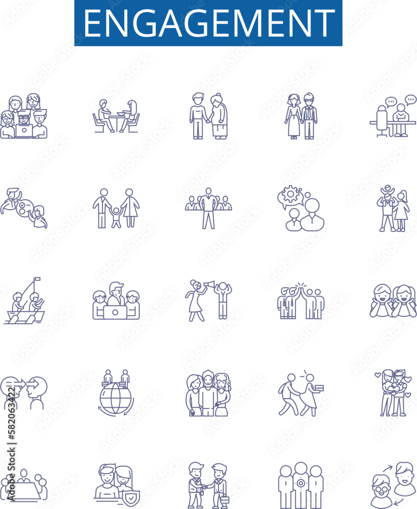 Engagement line icons signs set. Design collection of Involvement ...