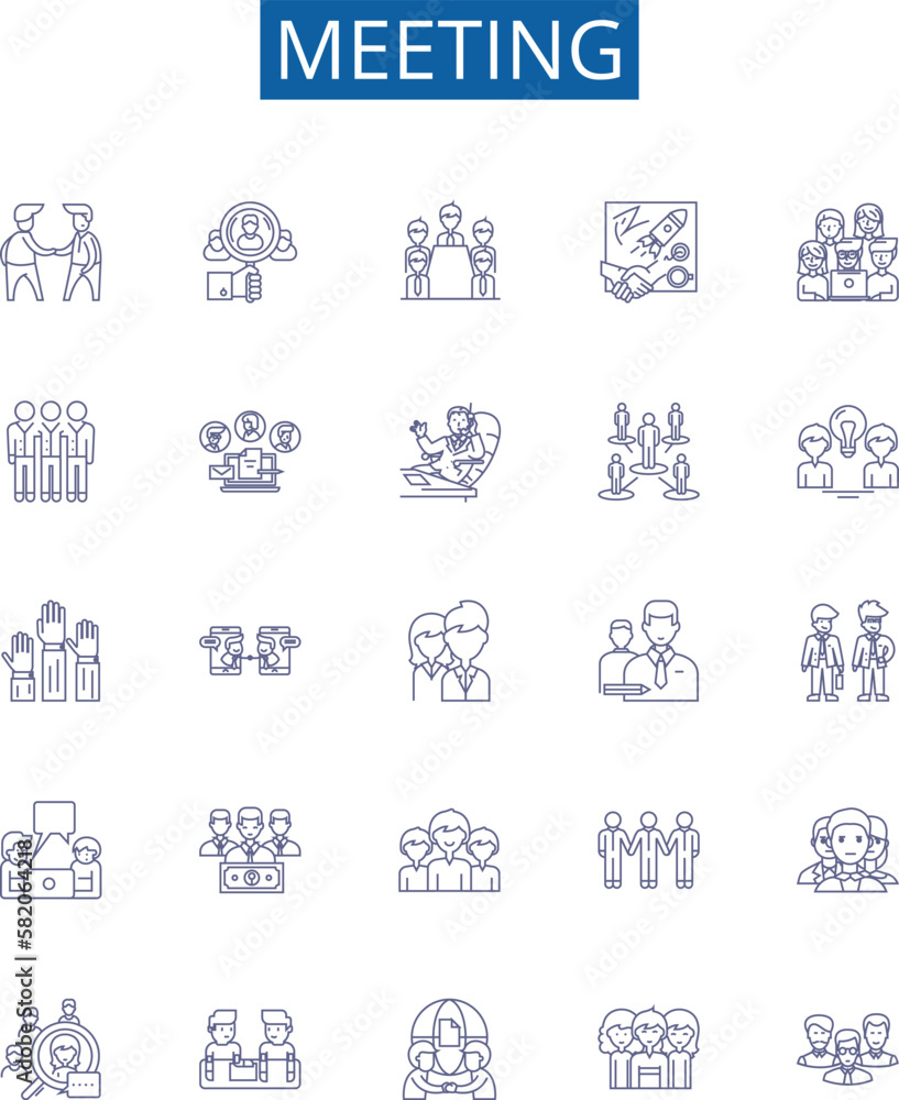 Meeting line icons signs set. Design collection of Gathering, Conclave ...