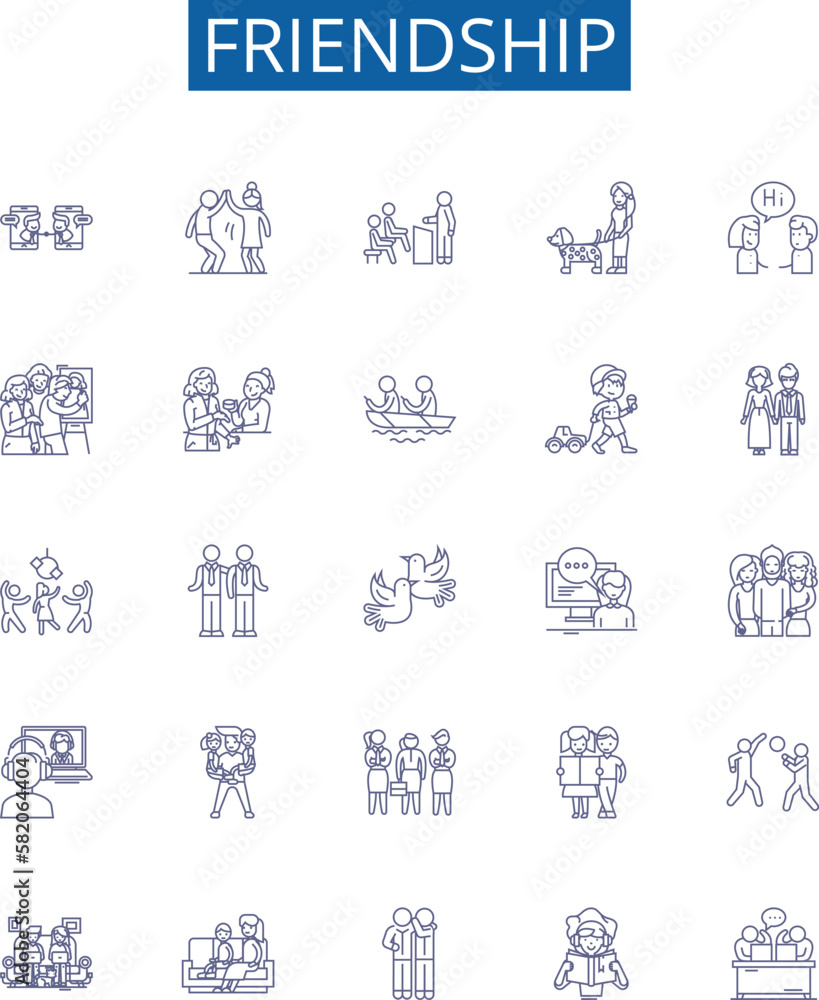 Friendship line icons signs set. Design collection of Bonding ...