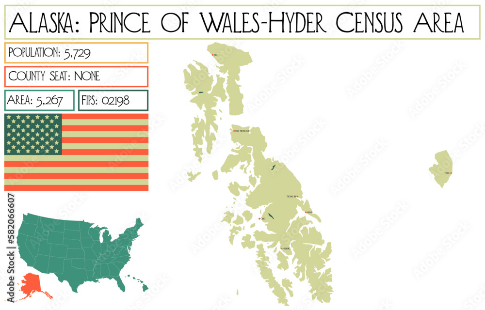 Large and detailed map of Prince of Wales-Hyder Census Area in Alaska ...
