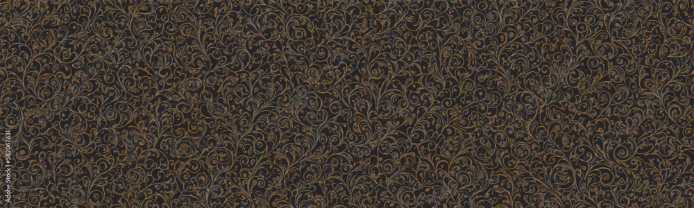 Black and white floral pattern with ornate swirls and curls. Classic ...