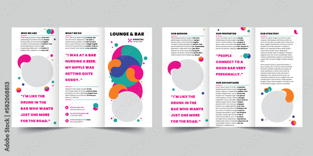 Lounge Bar trifold brochure template. A clean, modern, and high-quality ...