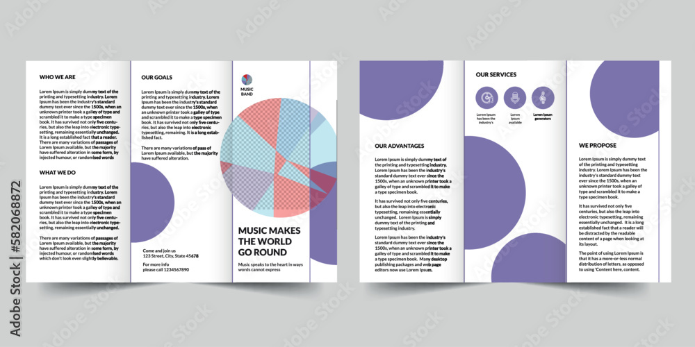 Music Band trifold brochure template. A clean, modern, and high-quality ...