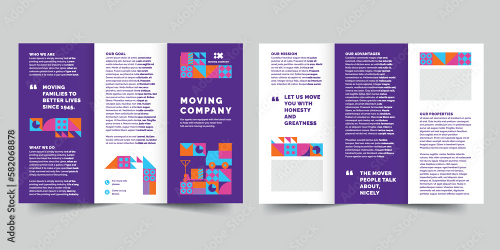 Moving Company trifold brochure template. A clean, modern, and high ...