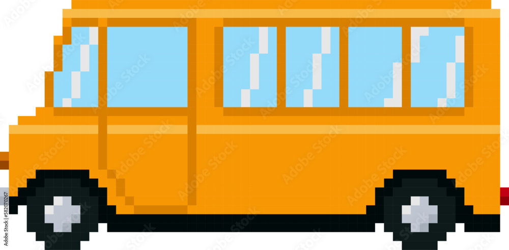 School bus pixel art. Vector illustration on a white background. Stock ...