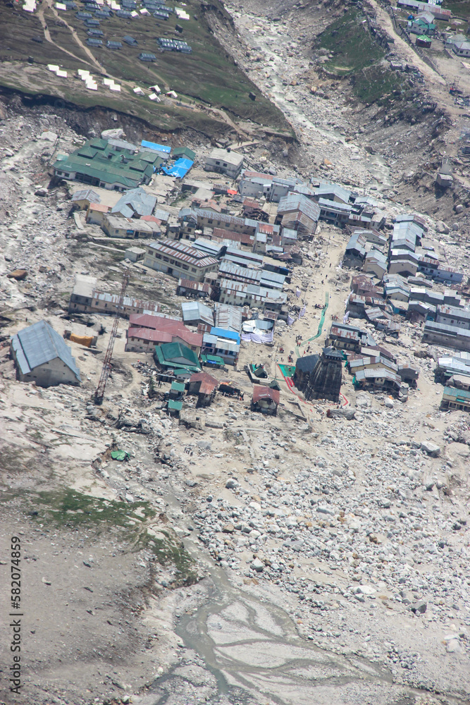 Kedarnath temple aerial view after Kedarnath Disaster 2013. Kedarnath ...