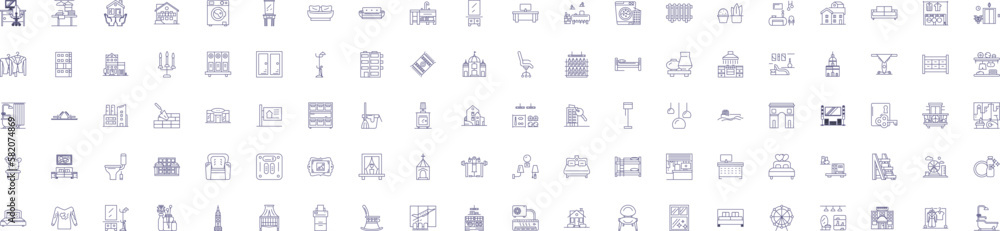 City apartments line icons signs set. Design collection of Apartments ...