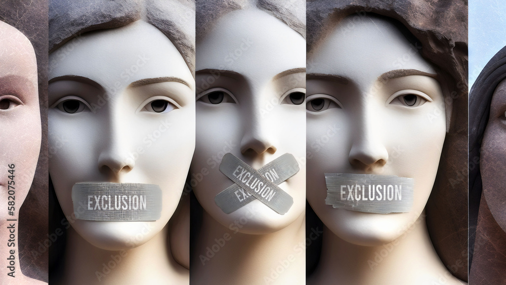 Ilustração do Stock: Exclusion and silenced women. They are symbolic of ...