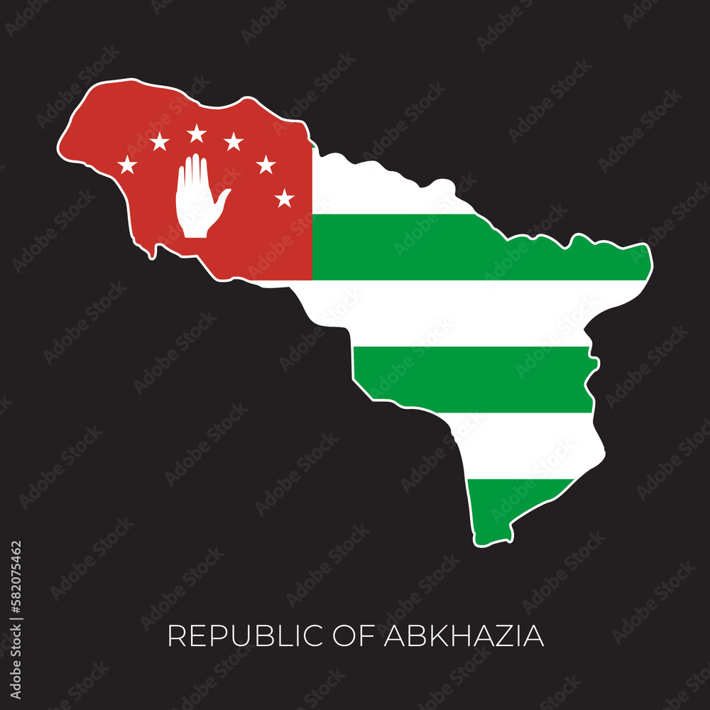 Abkhazia map and flag. Detailed silhouette vector illustration Stock ...