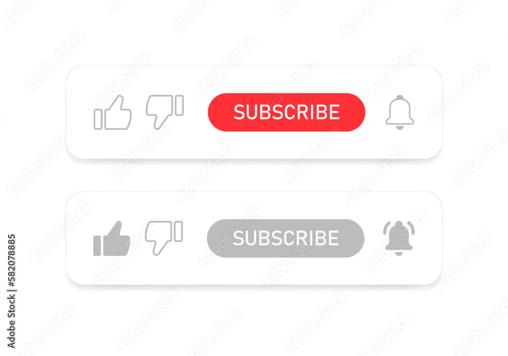Banner Subscribe. Flat, red, subscribe buttons set. Vector illustration ...