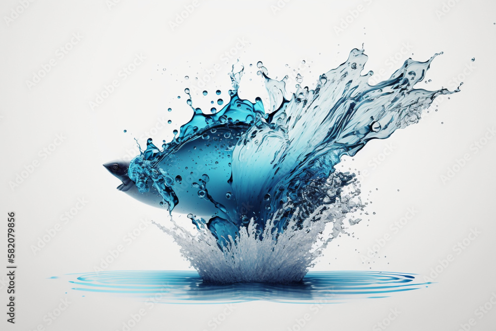 transparent light blue water splash, white background, Generative IA ...
