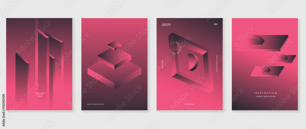 Abstract Gradient Background Vector Set Minimalist Style Cover Template With Vibrant