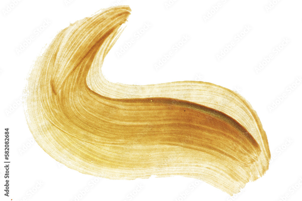 Golden Acrylic paint brush smear stroke on a transparent background ...